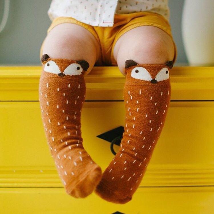 Raccoon Knee Socks in Brown | BubbleChops