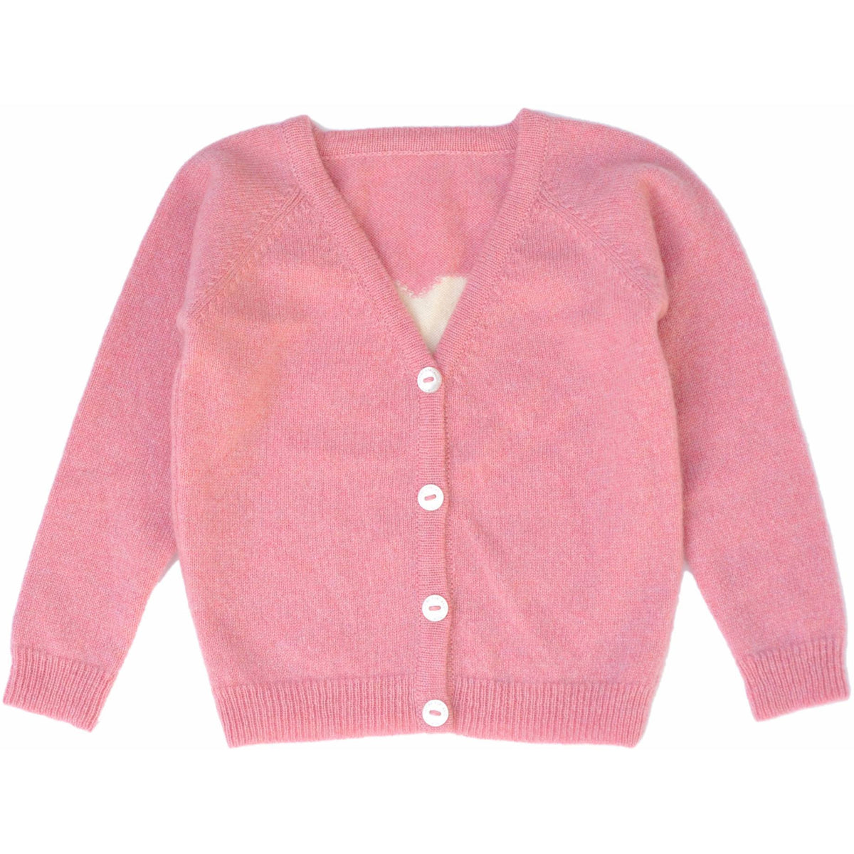 Rose Cashmere Cardigan with Heart | BubbleChops